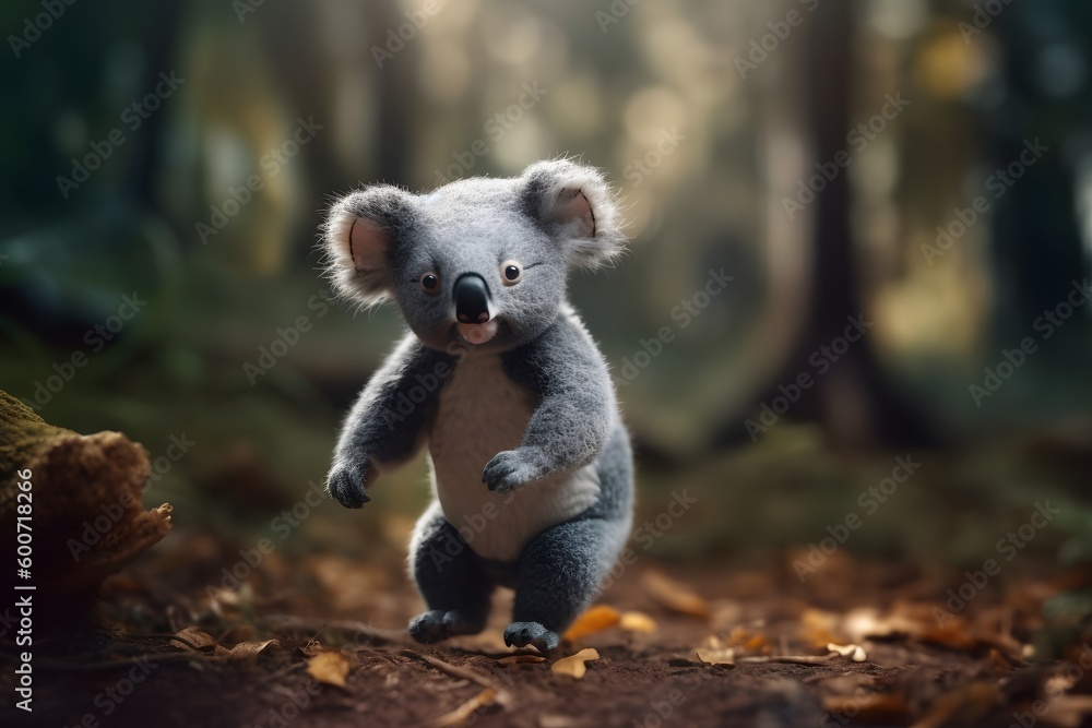 Adorable little koala fairy happily strolling , .highly detailed ...