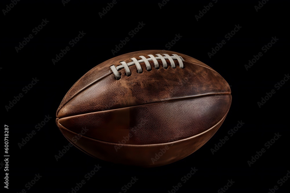 An empty background with a brown leather American football. , .highly ...