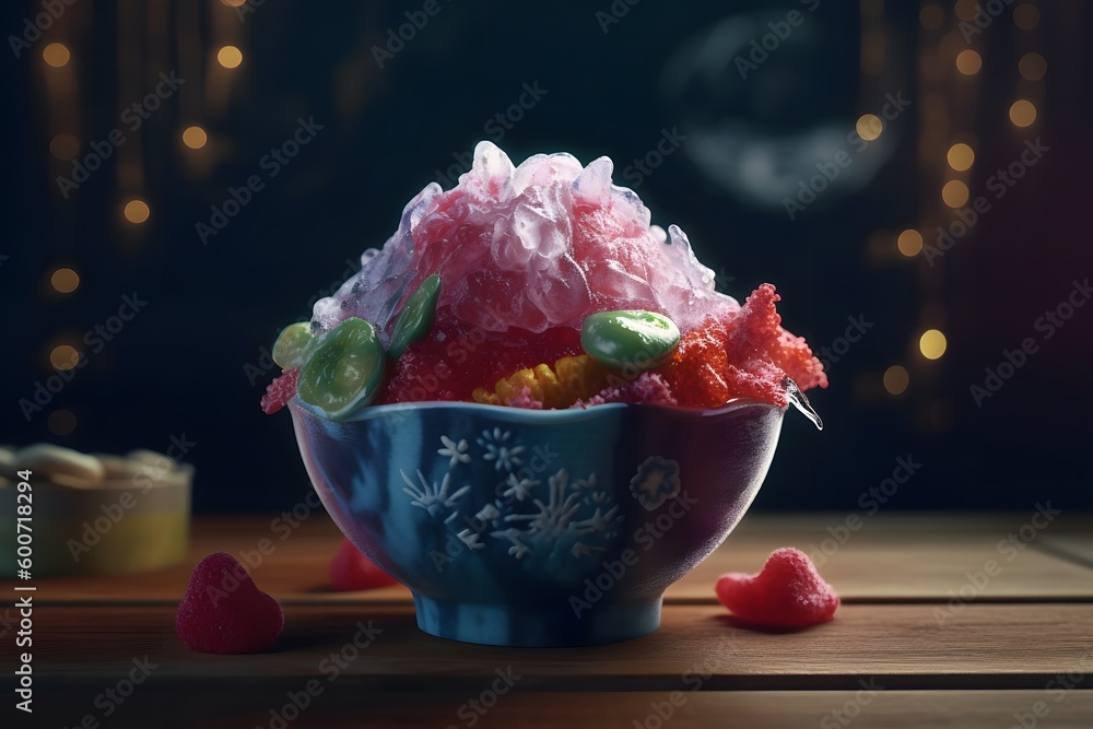 An illustration of Japanese-style shaved ice , .highly detailed ...
