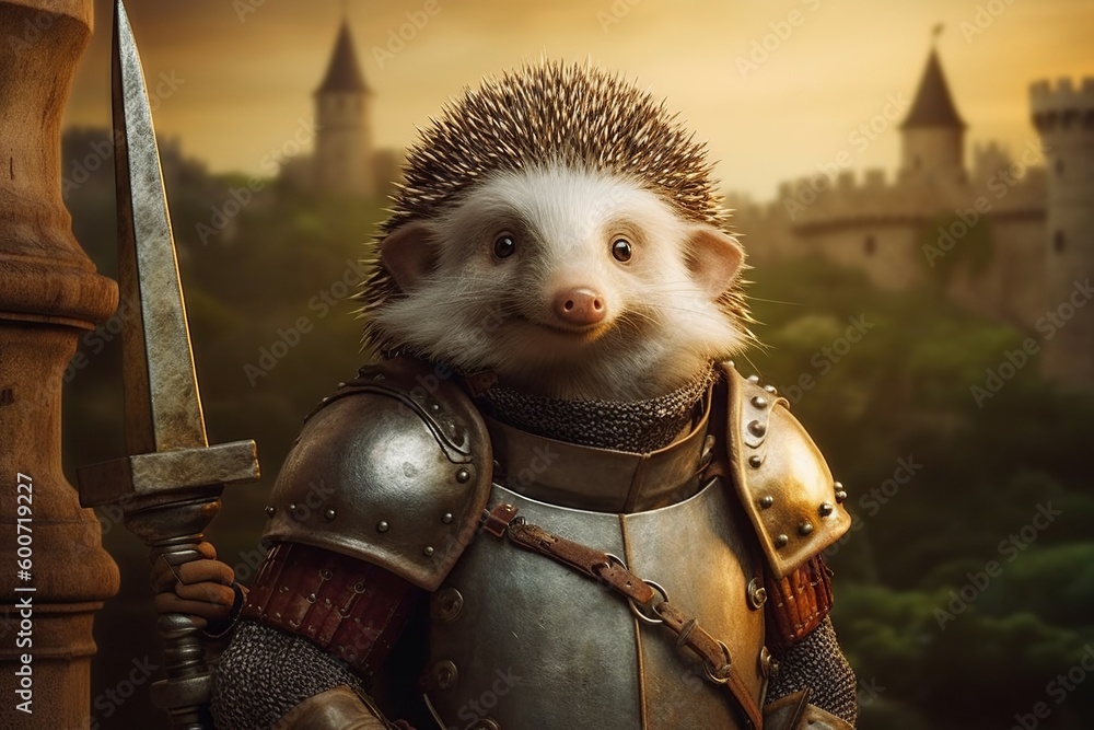 Hedgehog knight in shining armor! A hilarious portrait of a hedgehog ...
