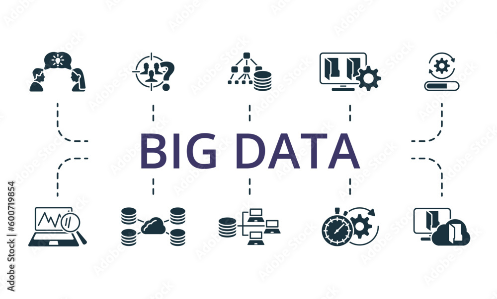 Big data set. Creative icons: effective communication, potential ...