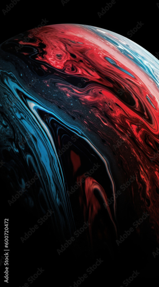 Black planet background featuring space, blue and red hues, and a ...