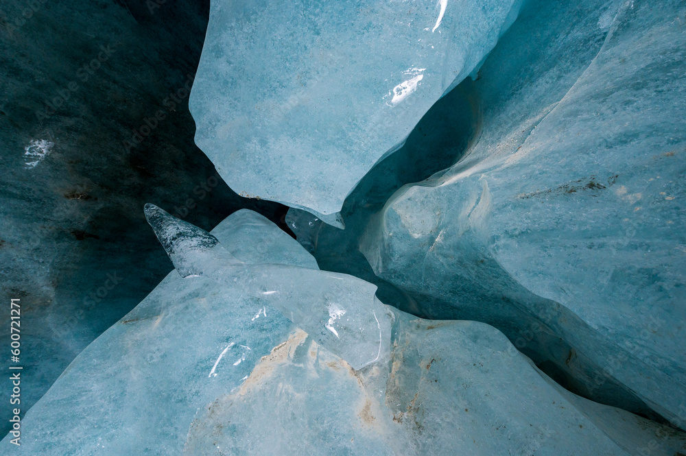 magical blue ice structures in a glacier cave in the Swiss Alps Stock ...