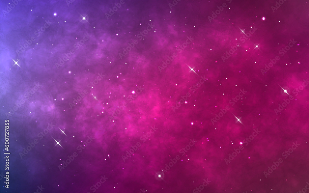 Starry galaxy with bright stars. Fantasy wallpaper with color nebula ...