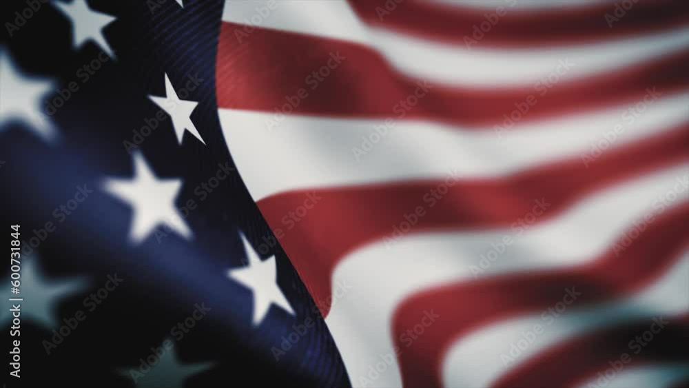 USA American Flag Close Up Textured Background/ 4k animation of a close ...