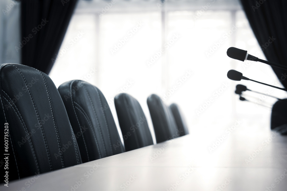 Meeting room background with empty chairs in the office with copy space ...