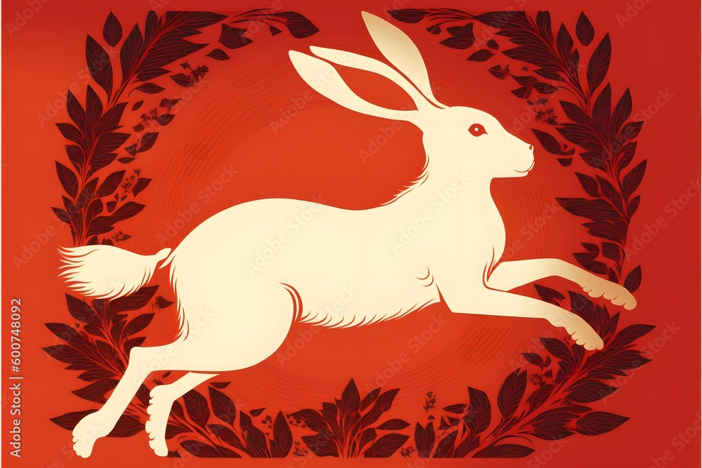 asian china rabbit lucky oriental traditional happy red chinese ...