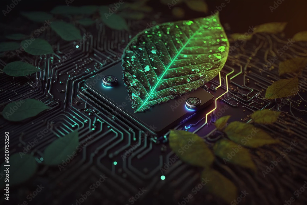 Future Green and violet Computing Sustainability Cybersecurity leaf ...