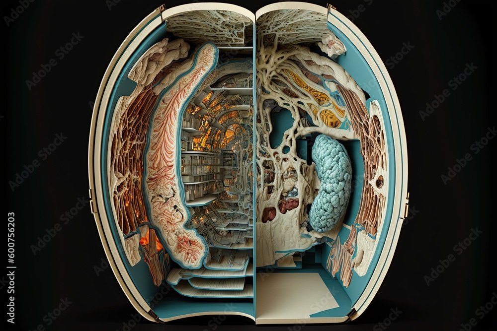 A cross-section of a cyborg's sci-fi fantasy human organ isolated on ...