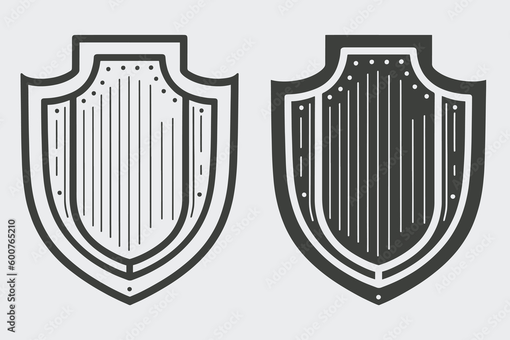 Shield vector, Shield outline style line art, medieval shield, Royal ...