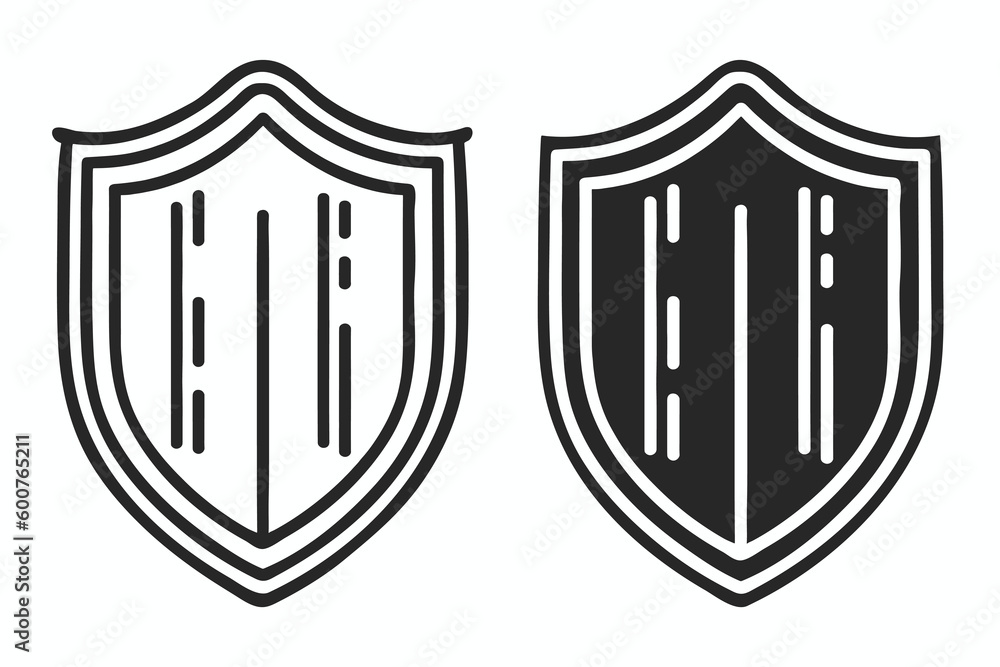 Shield vector, Shield outline style line art, medieval shield, Royal ...