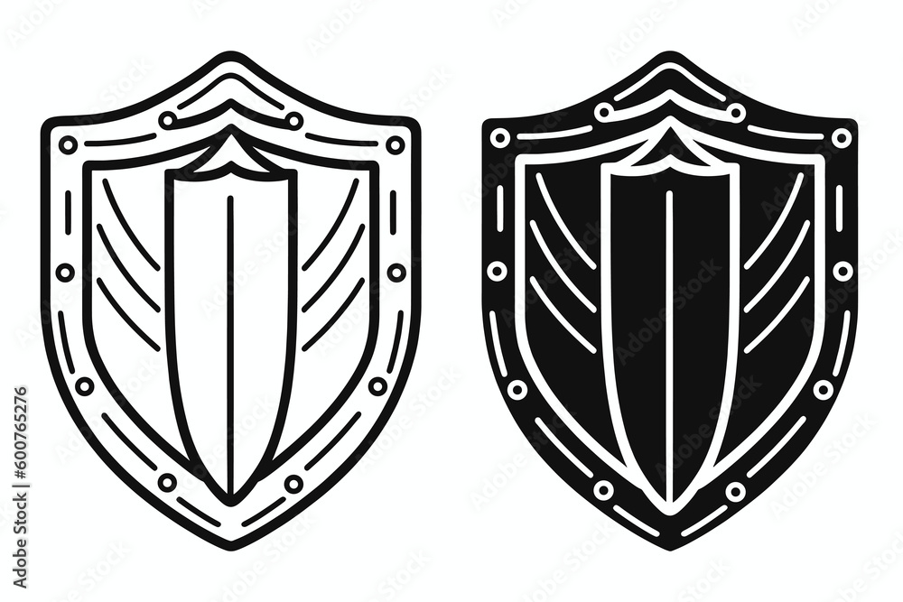 Shield vector, Shield outline style line art, medieval shield, Royal ...