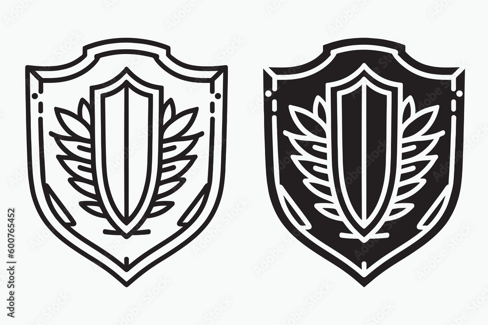 Shield vector, Shield outline style line art, medieval shield, Royal ...