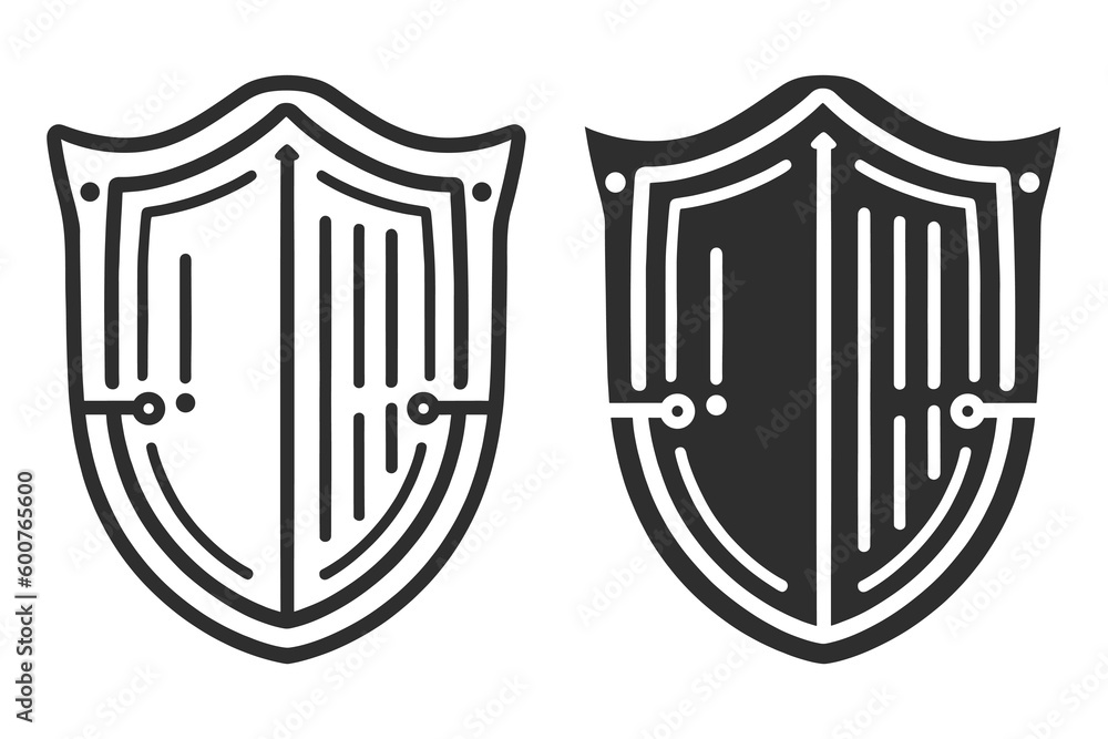 Shield vector, Shield outline style line art, medieval shield, Royal ...