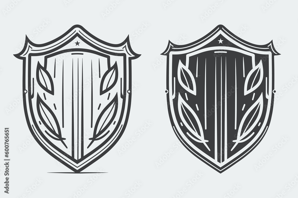 Shield vector, Shield outline style line art, medieval shield, Royal ...
