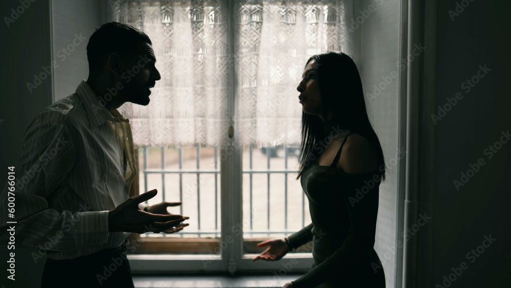 Angry man shouting at woman. Dramatic scene of couple yelling at each ...