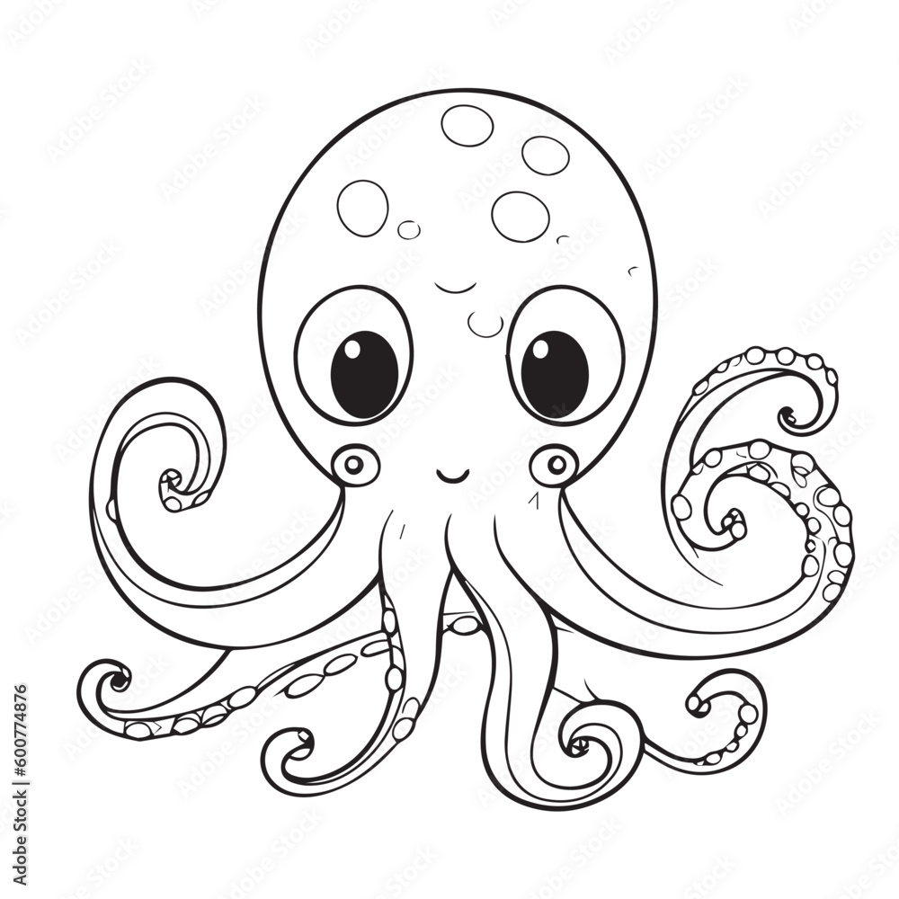 Octopus for coloring book or coloring page for kids vector clipart ...