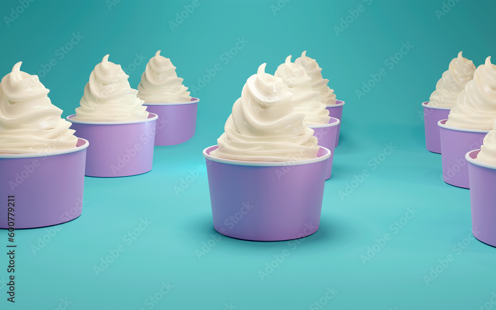 Group of soft serve ice cream cups in studio setting. Stock Photo ...
