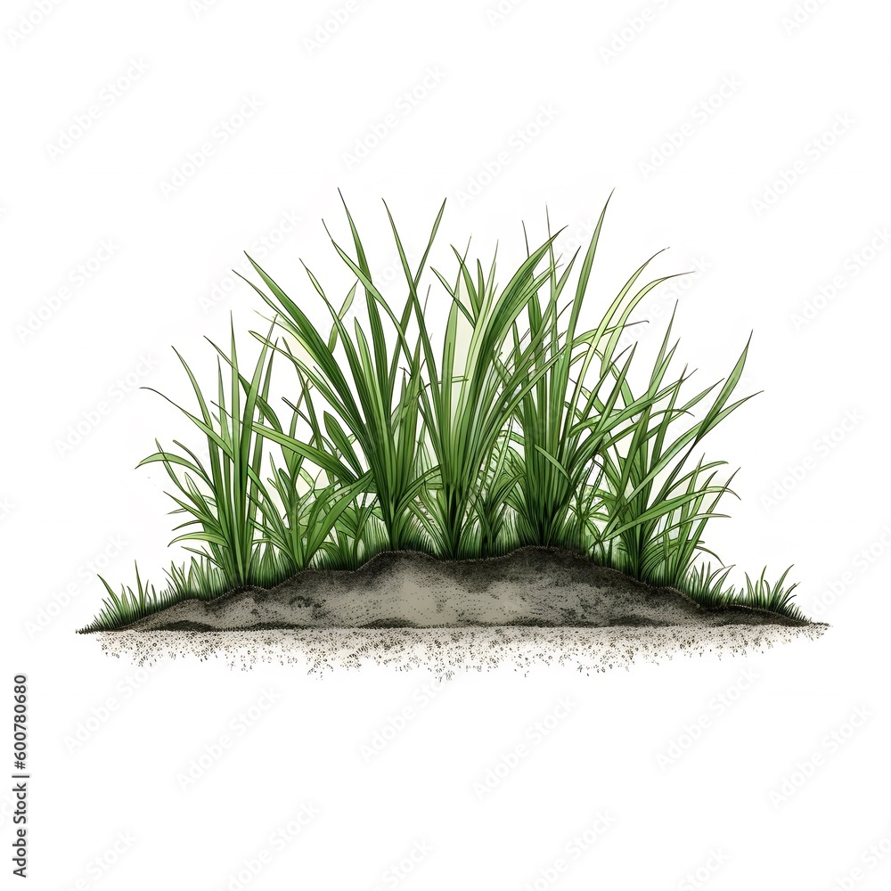 2d botanical illustration short kentucky bluegrass with clip-art style ...