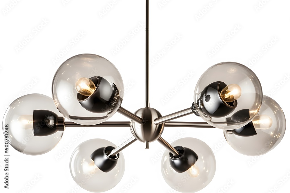 a modern and sleek chandelier isolated on white background, fine ...