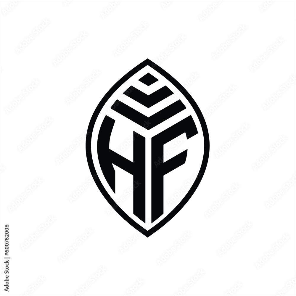 HF Logo monogram leaf shape isolated outline design template Stock ...