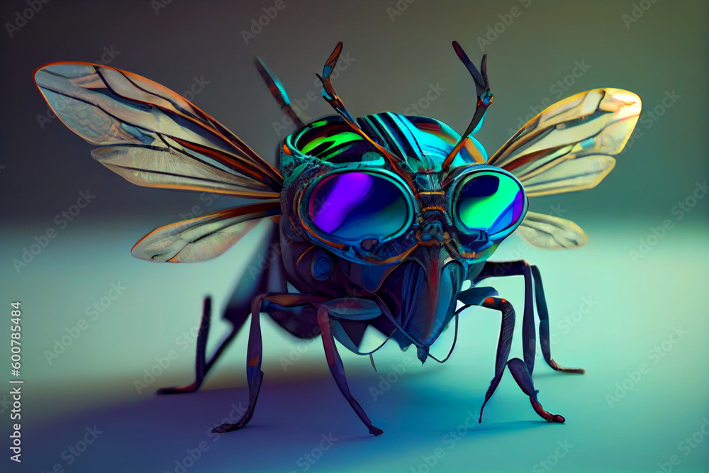 3d insects character style nft collection with VR goggles immersed in ...