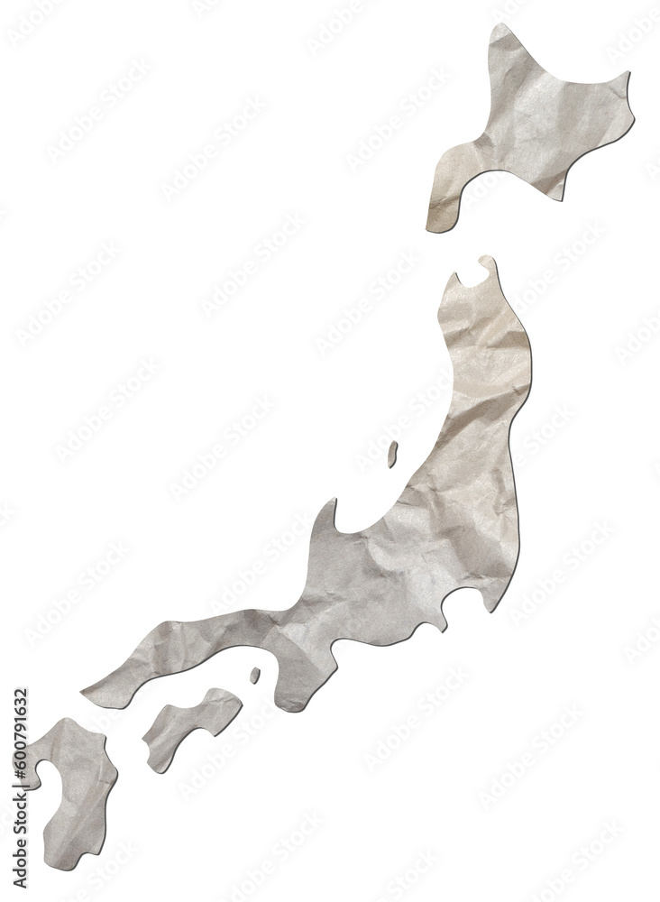 Japan map paper texture cut out on white background. Stock Photo ...