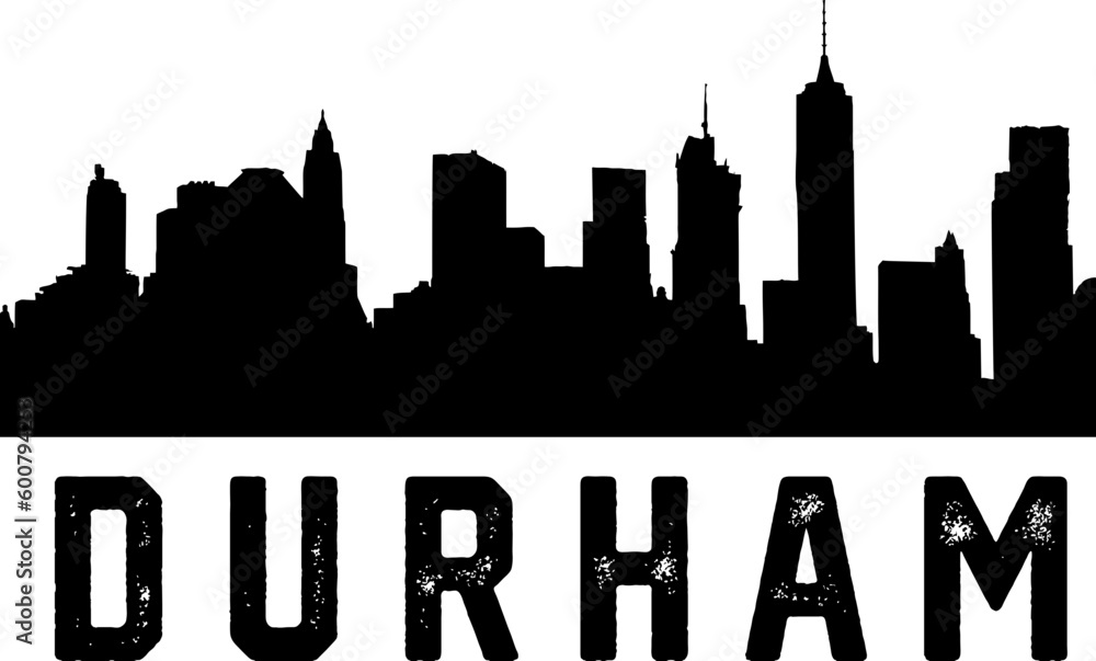 Durham skyline silhouette. Black Durham city design isolated on white ...