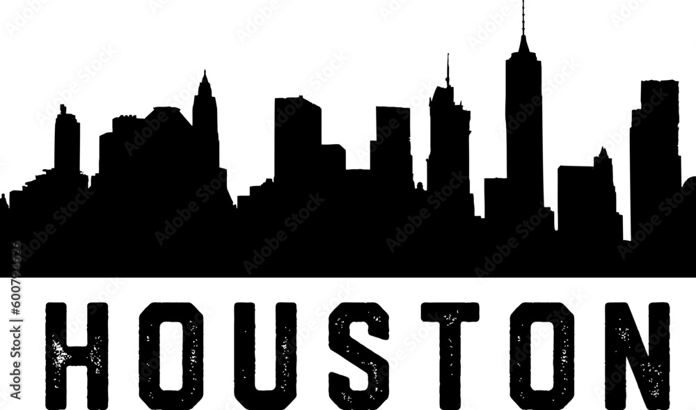 Houston skyline silhouette. Black Houston city design isolated on white ...