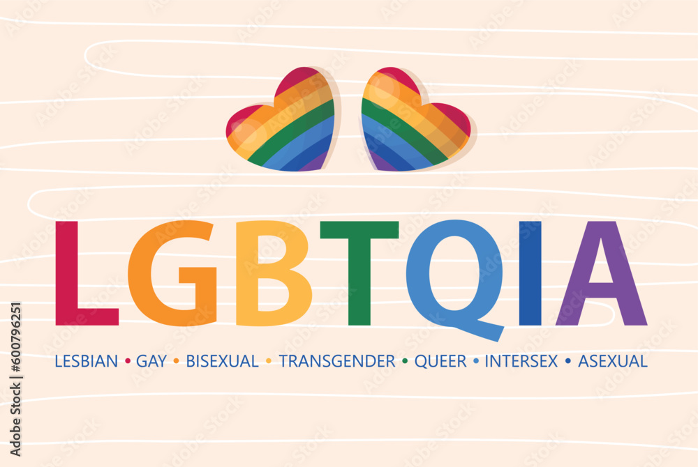 LGBTQIA Text Banner. LGBTQIA Typography with LGBT Gay Pride Flag ...