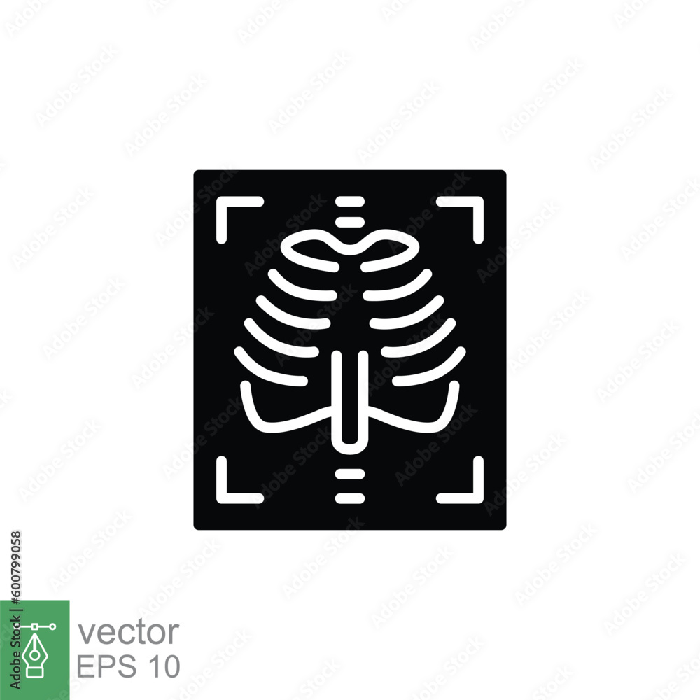 X-ray icon. Simple solid style. Radiology, xray, chest, lung, scan ...