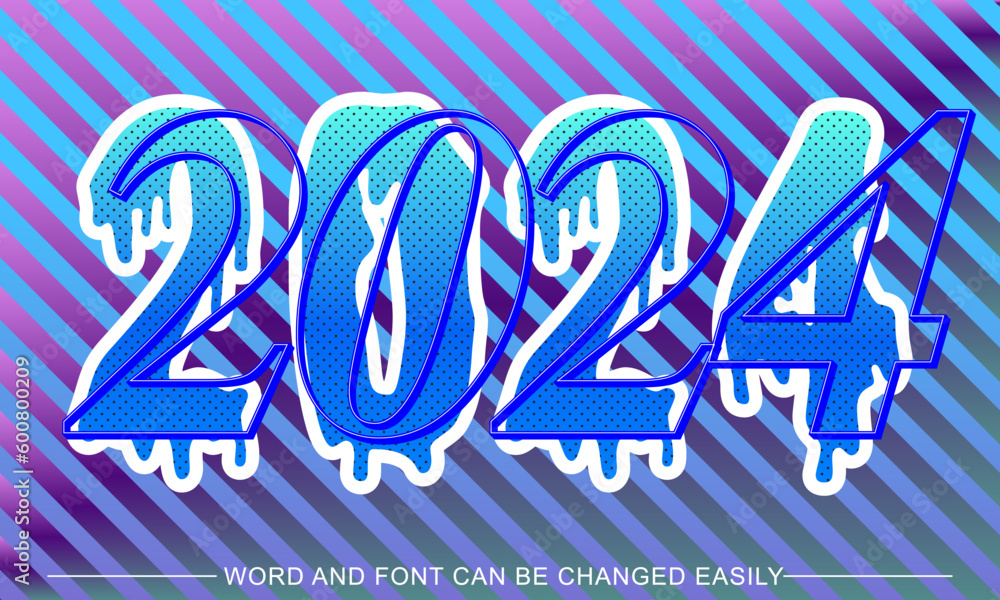 free vector 2024 typography 3d text style effect design Stock Vector ...