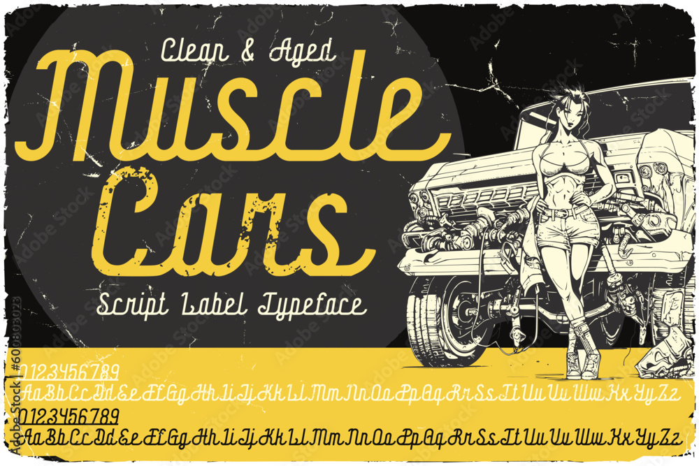 Vintage label font duo named Muscle Cars. Original typeface for any ...