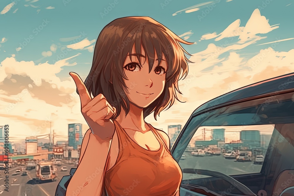 anime girls pointing finger, manga style illustration generative ai ...