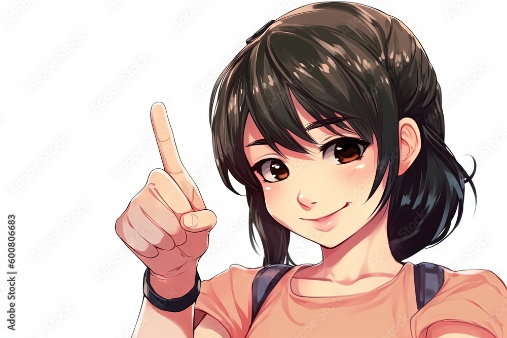 anime girls pointing finger, manga style illustration generative ai ...