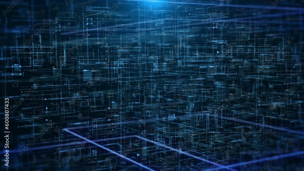 Abstract technology background of hud digital 3d perspective view ...