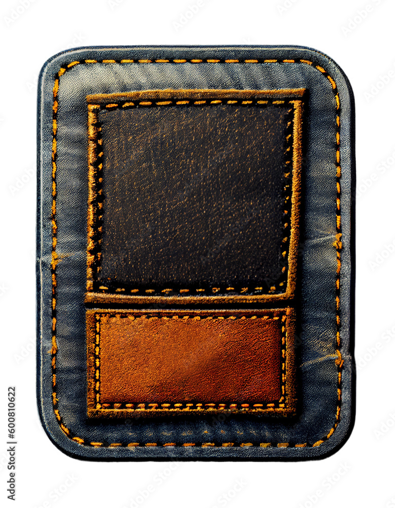 Leather jeans brand patch on transparent background, created with ...