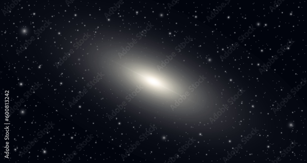 Abstract elliptical realistic galaxy on starry sky background. Outer ...
