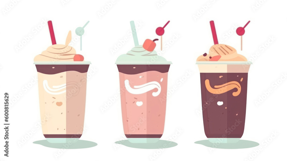 cute milkshake with straw cartoon vector icon illustration. drink ...