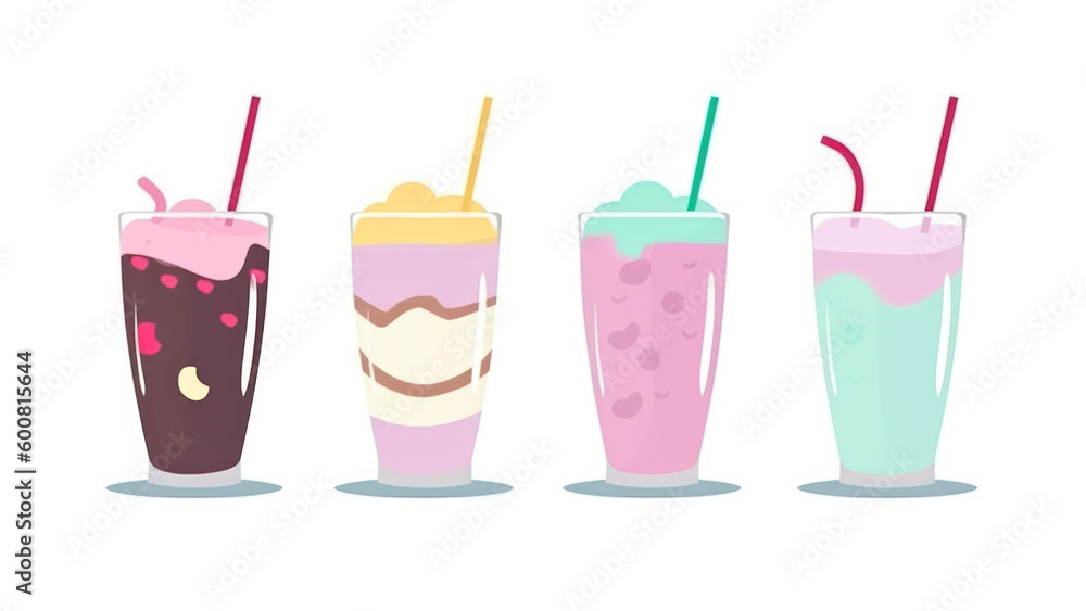 cute milkshake with straw cartoon vector icon illustration. drink ...