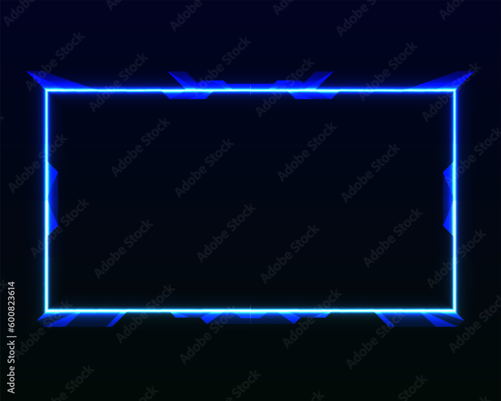 Abstract glowing neon blue border webcam overlay video stream screen ...