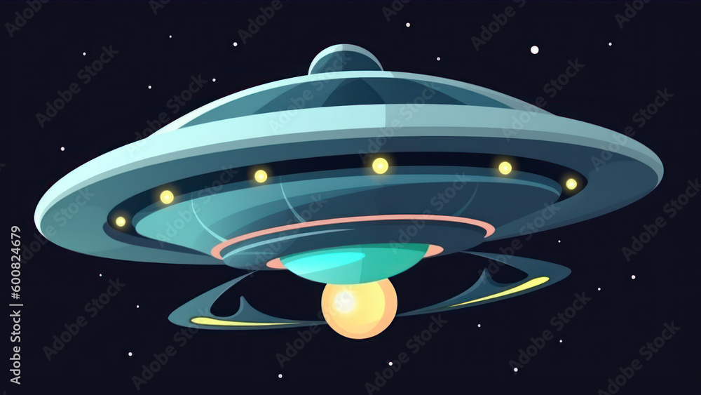 ufo spaceship flying in space floating cartoon vector icon illustration ...