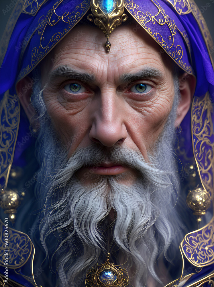 Portrait of wizard Merlin. Generative Artificial Intelligence. Stock ...