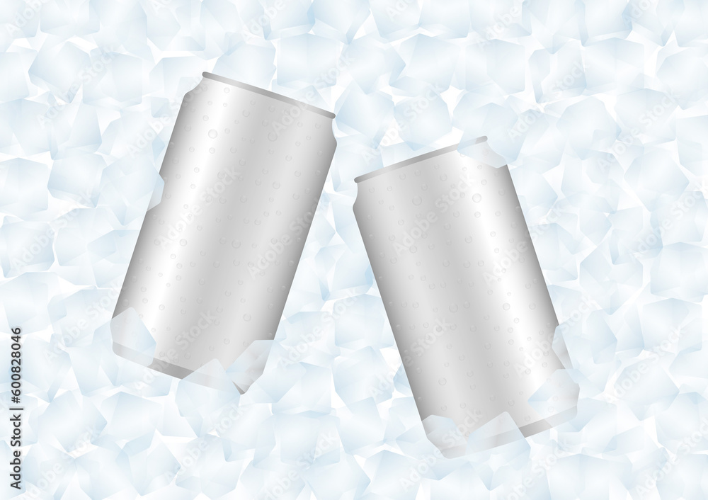 Aluminum Can with Ice Cubes or Cold Beer Can and Soda Can. Vector ...