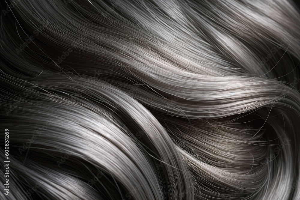 Beautiful gray hair background. Healthy smooth shiny hair. Generative ...