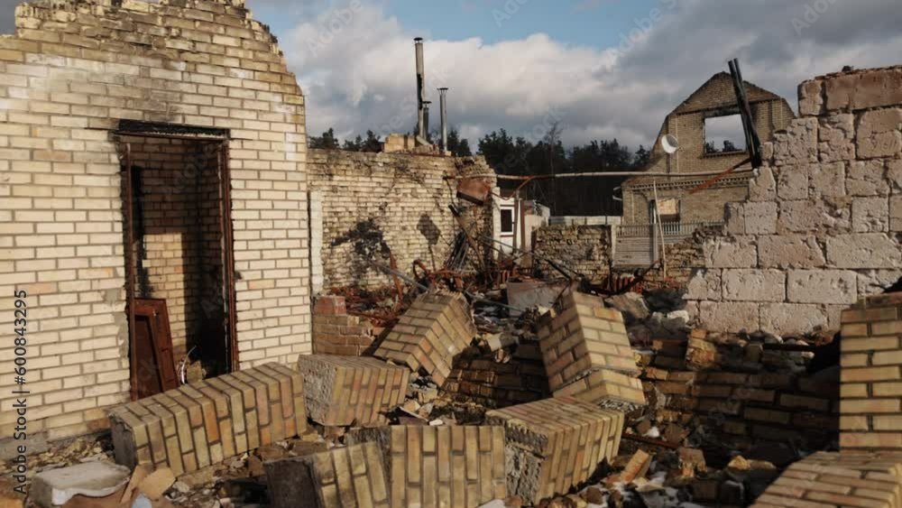 destroy city, Russia's war, Destroyed buildings. In aftermath of ...