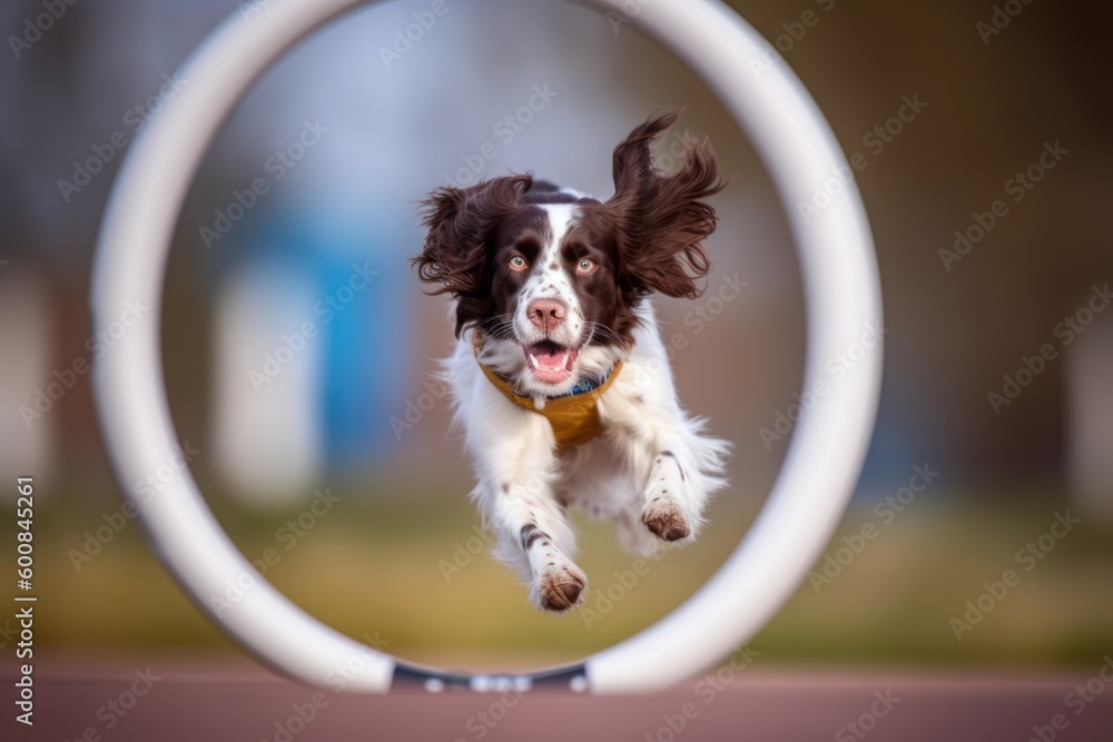 Lifestyle portrait photography of a curious english springer spaniel ...