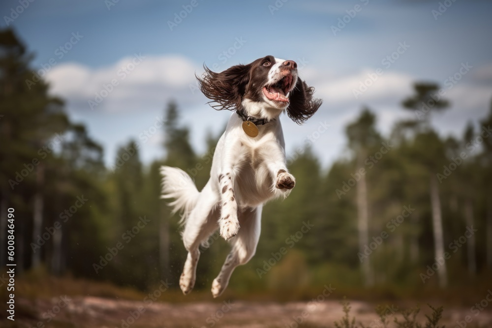 Environmental portrait photography of a happy english springer spaniel ...