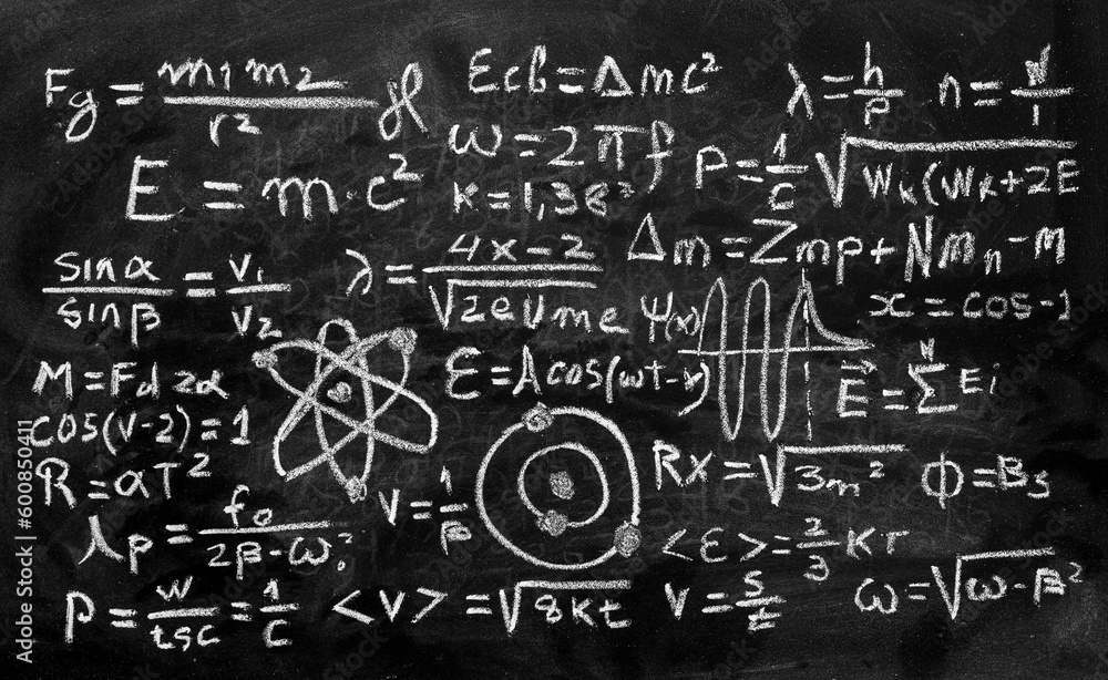 Poster Operaciones y formulas de física cuántica escritas a mano con ...