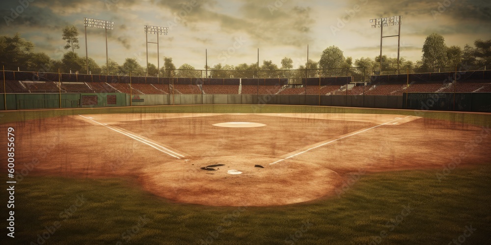 Baseball field, stadium, sport concept, digital illustration ...